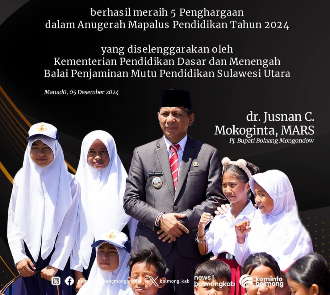 Pemkab Bolmong Berhasil Meraih Lima Penghargaan Anugerah Mapalus Pendidikan